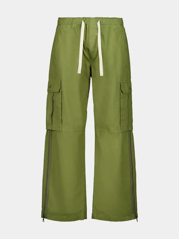 Palm Angels Army Cargo Pants With Curved Logo - Green
