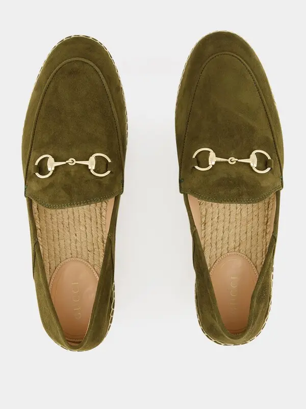 Gucci Horsebit Suede Espadrilles - Green