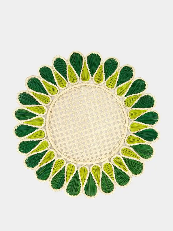CORO CORA Round Iraca Palm Placemat - Green