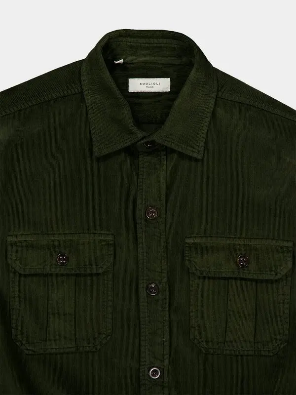 Boglioli Cotton Overshirt With Pockets - Green