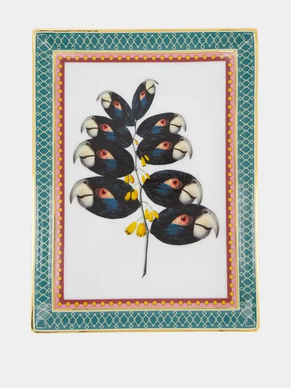 La DoubleJ Parrotstem Forest Porcelain Trinket Tray - Green