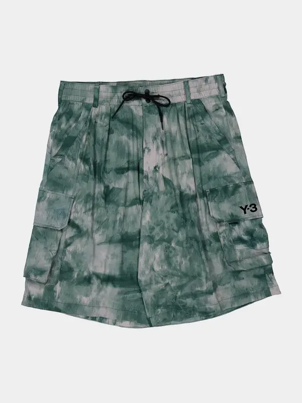 Y3 Aop Nylon Cargo Shorts - Green