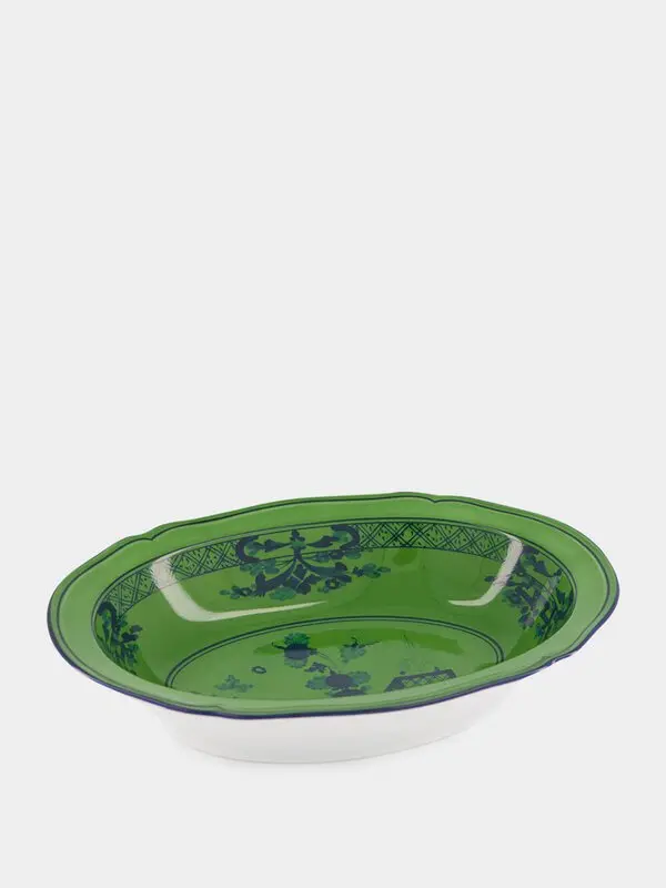 GINORI 1735 Oriente Italiano Oval Porcelain Bowl - Green