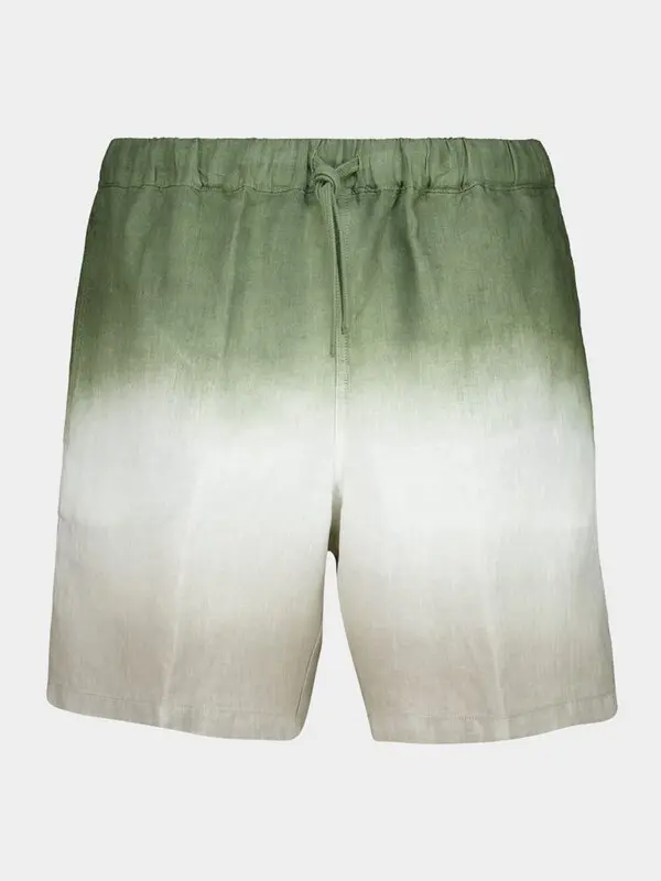 120% Lino Faded Linen Bermuda Shorts - Green