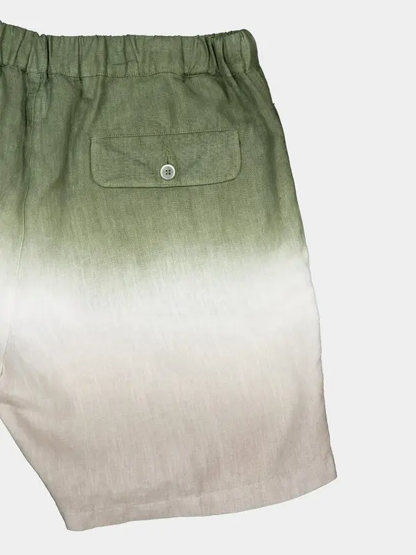 120% Lino Faded Linen Bermuda Shorts - Green