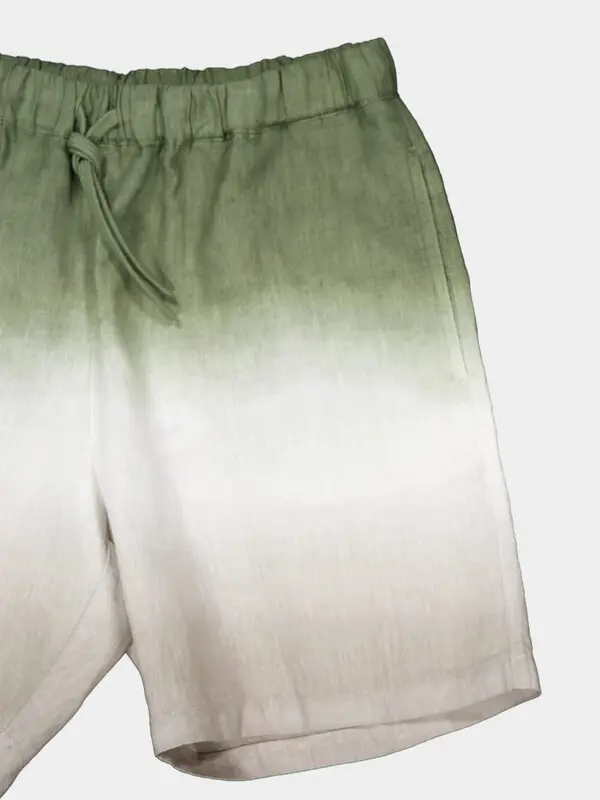 120% Lino Faded Linen Bermuda Shorts - Green