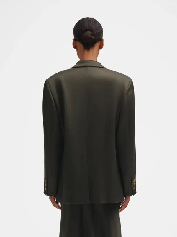 BLAZÉ MILANO Oversized Double-breasted Satin Blazer - Green