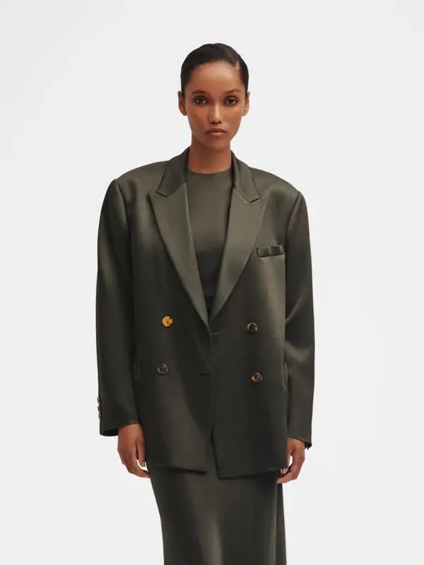 BLAZÉ MILANO Oversized Double-breasted Satin Blazer