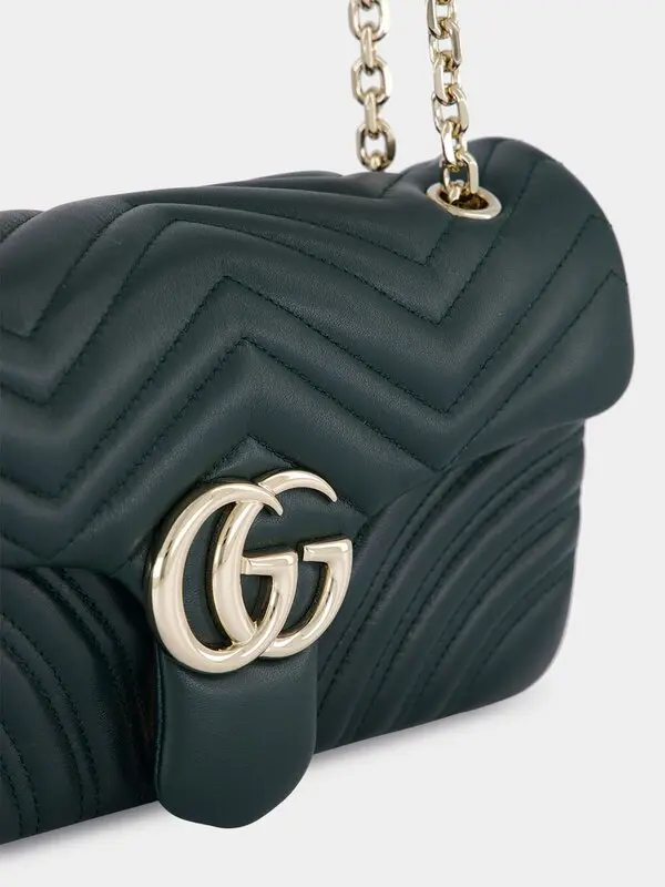 Gucci Gg Marmont Leather Shoulder Bag - Green