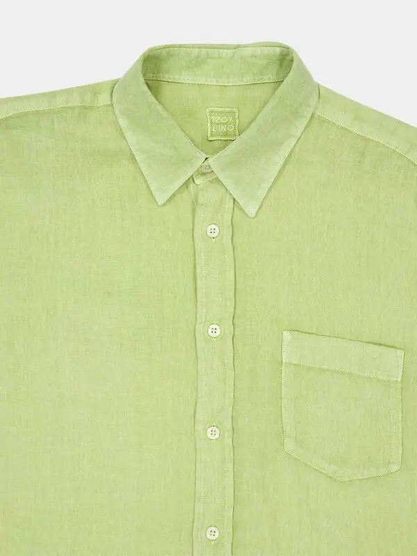 120% Lino Apple Soft Linen Regular-fit Shirt - Green