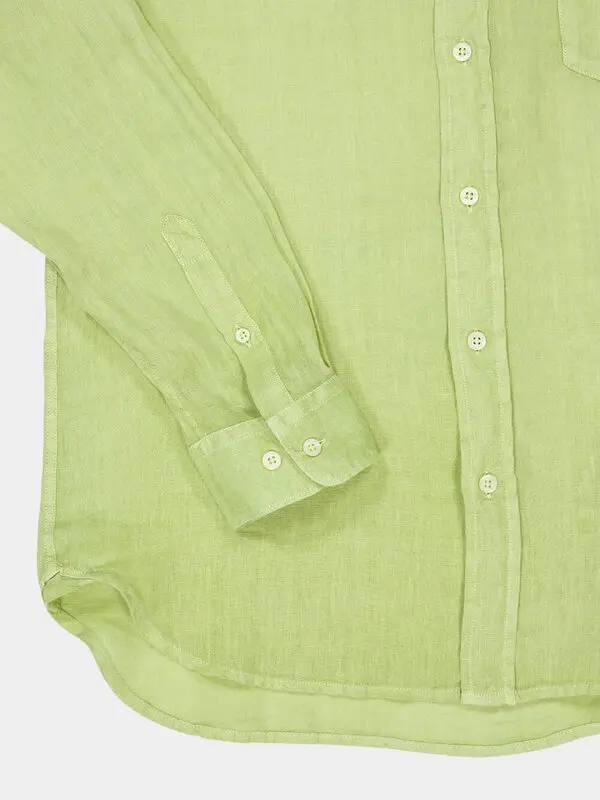 120% Lino Apple Soft Linen Regular-fit Shirt - Green