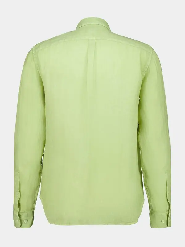120% Lino Apple Soft Linen Regular-fit Shirt - Green