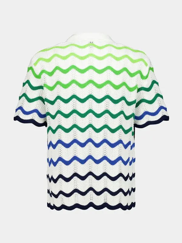 Casablanca Wave Short Sleeve Knitted Shirt - Green