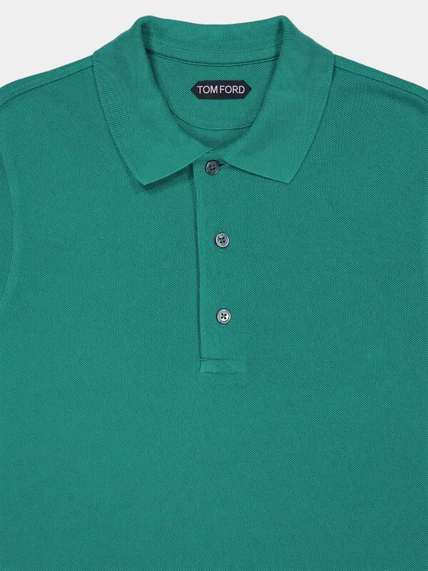 TOM FORD Clover Regular Fit Short-sleeve Piqué Polo Shirt - Green