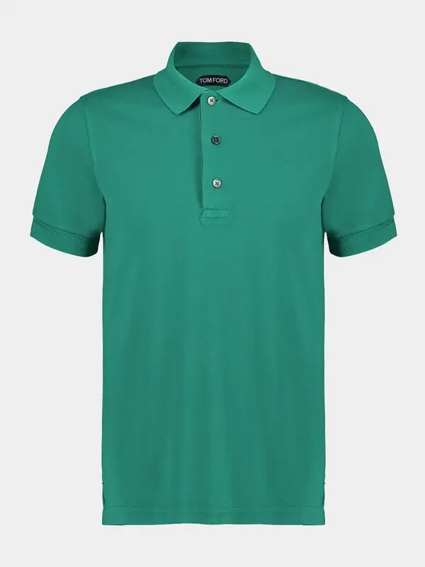 TOM FORD Clover Regular Fit Short-sleeve Piqué Polo Shirt - Green