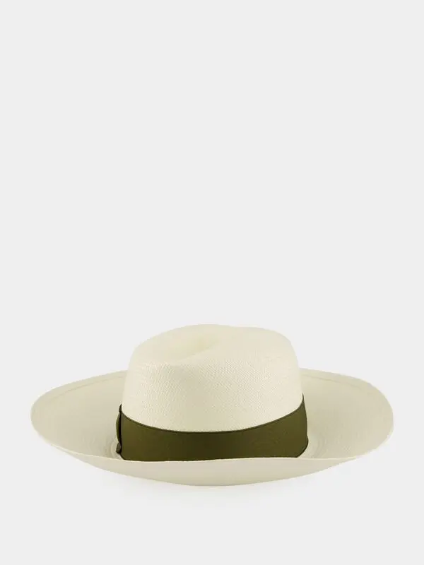 Borsalino Claudette Fine Panama Hat With Band - Green