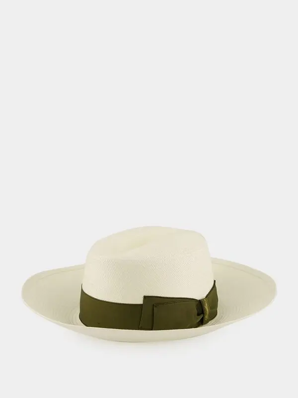 Borsalino Claudette Fine Panama Hat With Band - Green