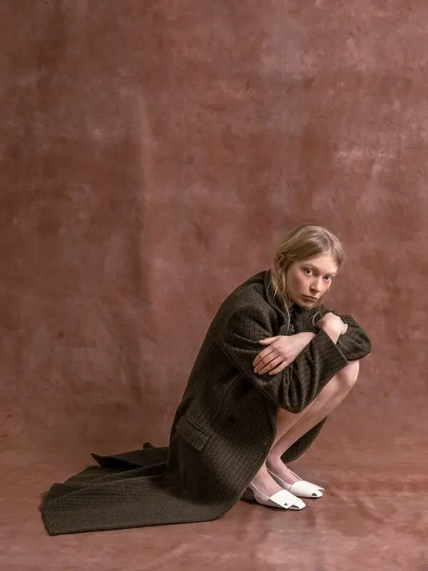 Balenciaga Standard Coat In Brushed Check Wool Melton