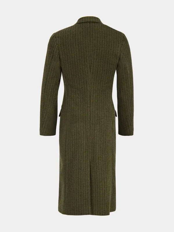 Balenciaga Standard Coat In Brushed Check Wool Melton