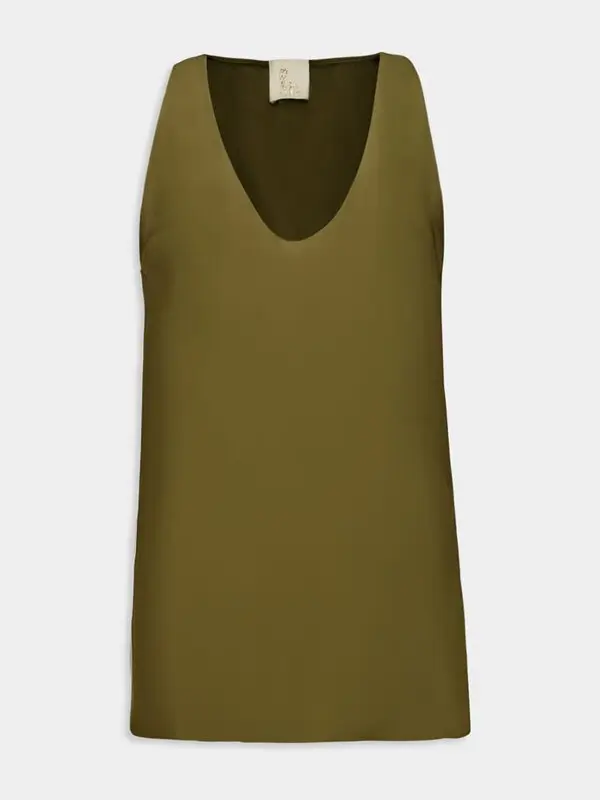 PAULA Serena Fir Silk Tank-top - Green