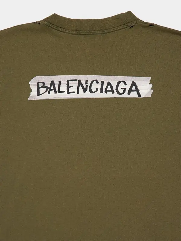 Balenciaga Khaki Masking Tape Medium Fit T-shirt
