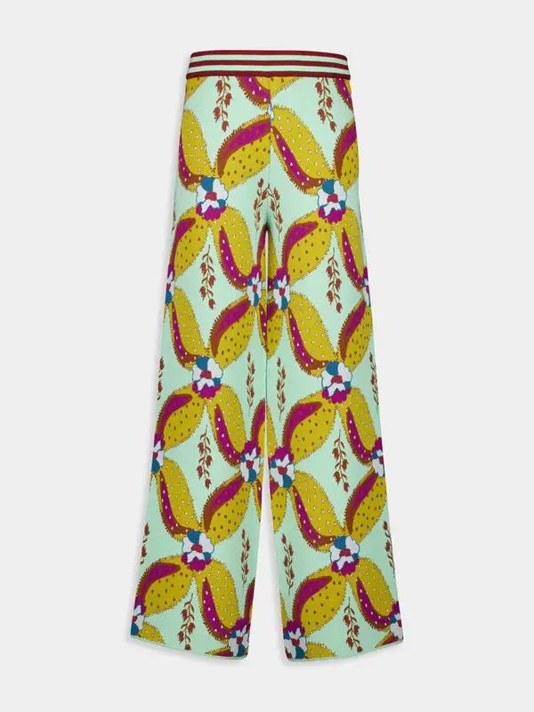 PAULA Aquageo Jacquard Wide-leg Pants - Green