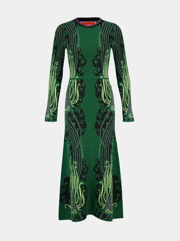 La DoubleJ Atlantis Jacquard Knit Bee Dress - Green