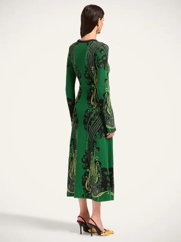 La DoubleJ Atlantis Jacquard Knit Bee Dress - Green