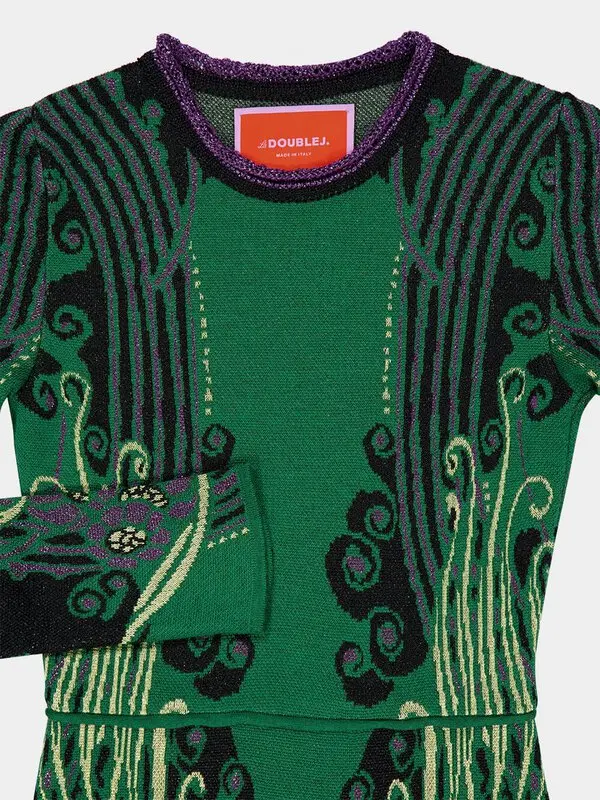 La DoubleJ Atlantis Jacquard Knit Bee Dress - Green