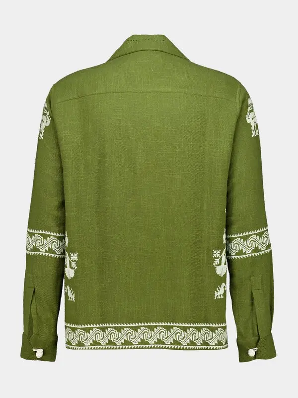 BAZISZT Khaki Tulum Embroidered Shirt