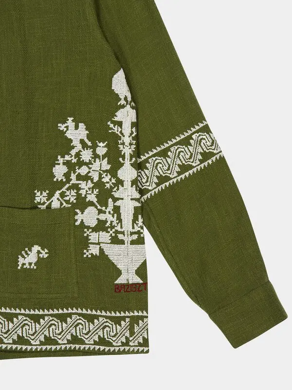 BAZISZT Khaki Tulum Embroidered Shirt