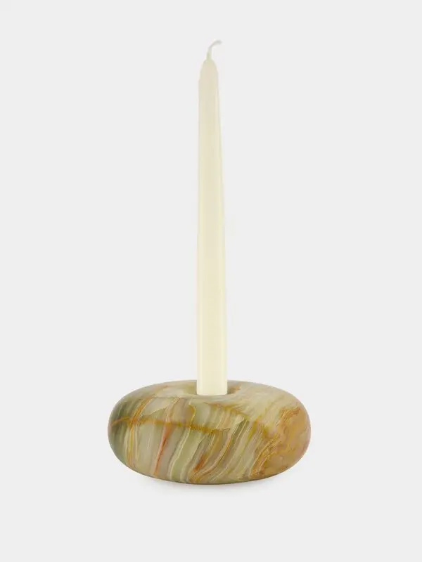 ZACONI Sora Cairn Onyx Small Candle Holder - Green