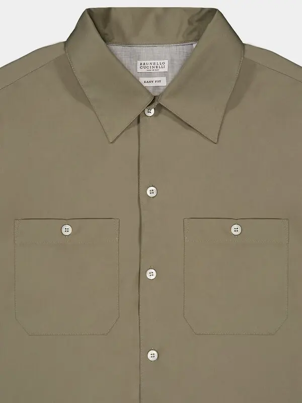 Brunello Cucinelli Khaki Long-sleeve Cotton Shirt - Green