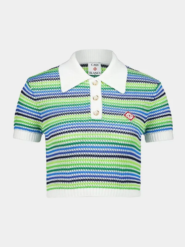 Casablanca Stripe Short Sleeve Polo Shirt - Green