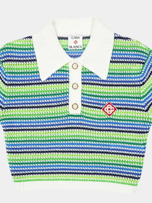 Casablanca Stripe Short Sleeve Polo Shirt