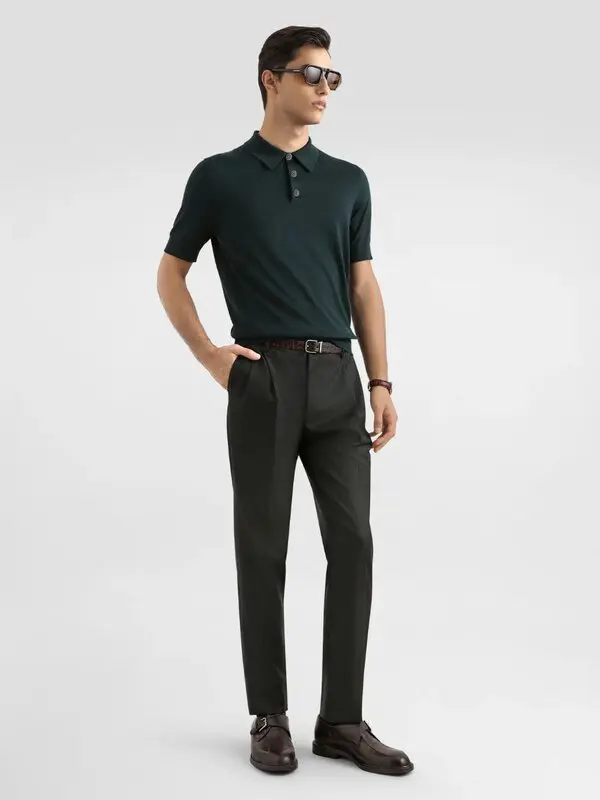 Dolce & Gabbana Dark Silk Polo Shirt - Green