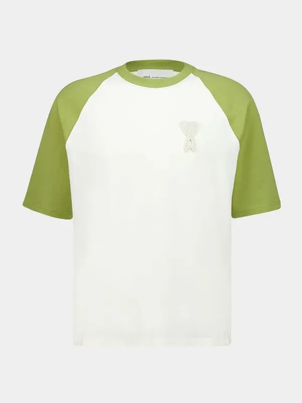 AMI Paris Cream And Matcha Boxy Fit Cotton T-shirt - Green
