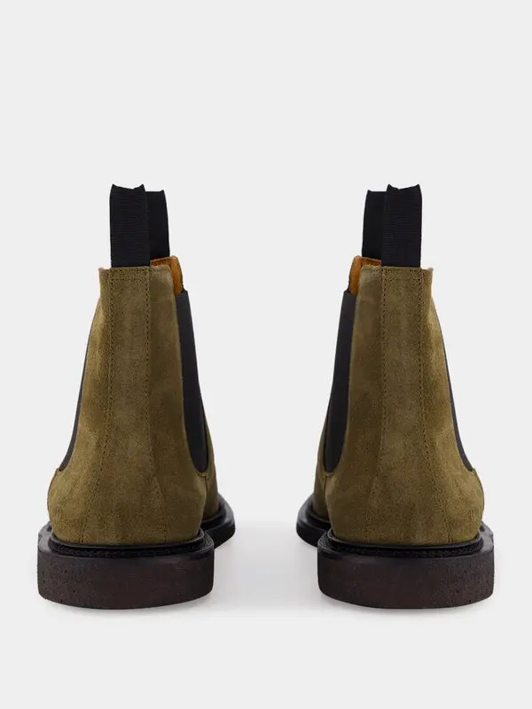 COMMON PROJECTS Olive Waxed Suede Chelsea Boots