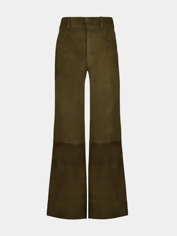 PAULA Alice Fir Wide-leg Suede Pants