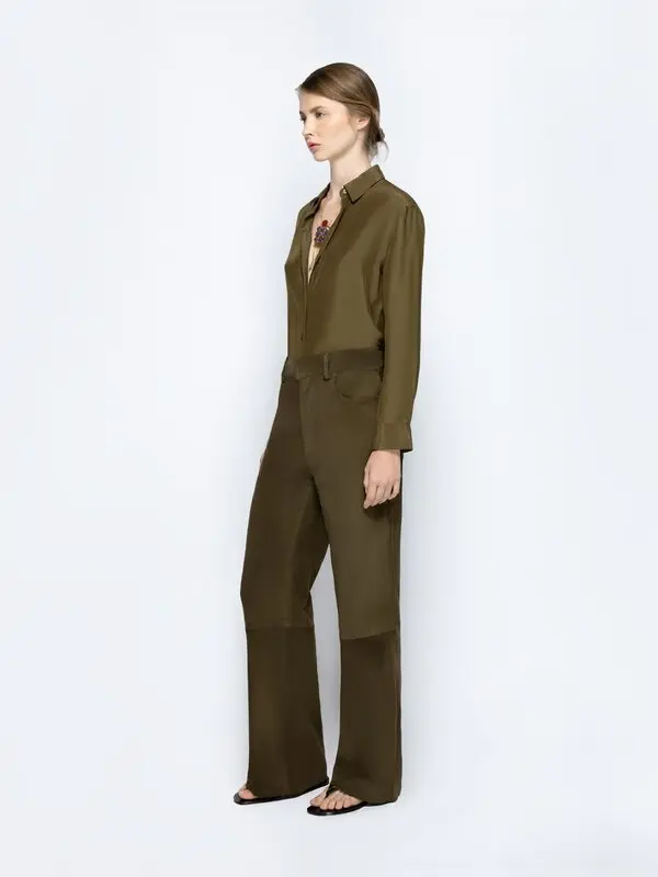 PAULA Alice Fir Wide-leg Suede Pants