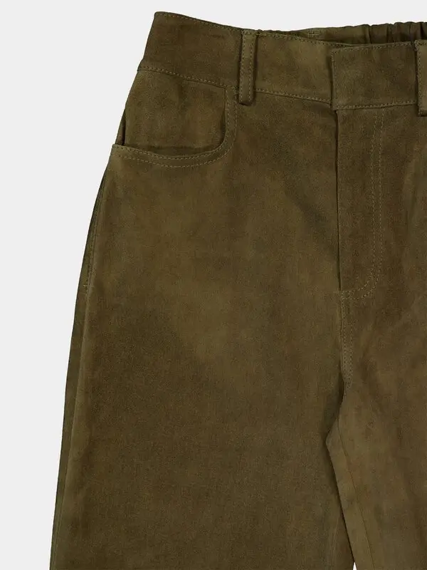 PAULA Alice Fir Wide-leg Suede Pants