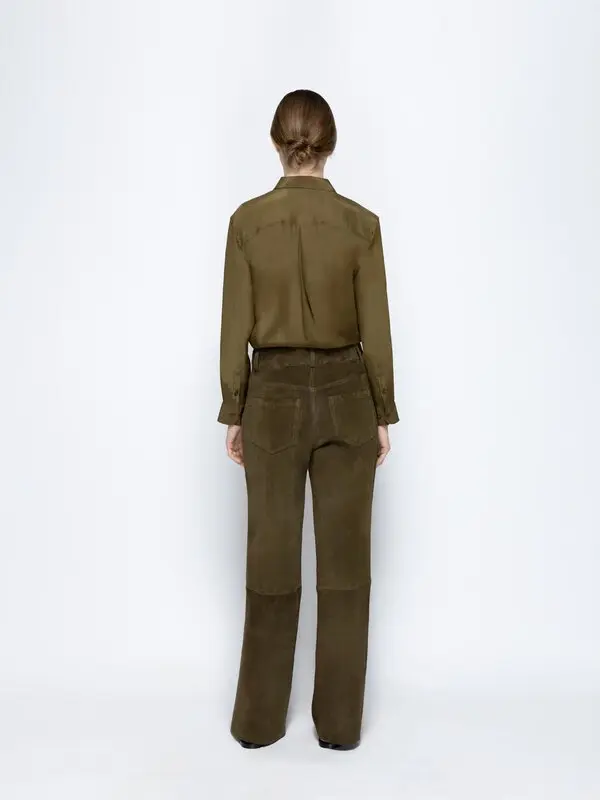 PAULA Alice Fir Wide-leg Suede Pants