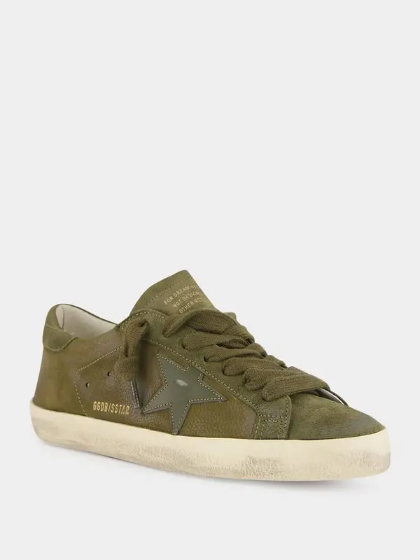 GOLDEN GOOSE Superstar Leather Sneakers With Suede Star - Green