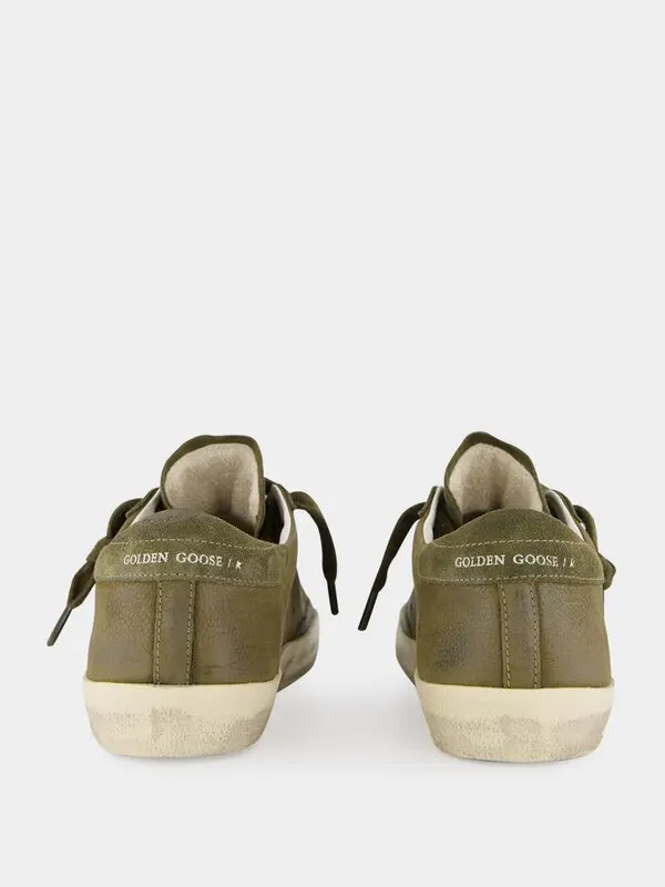 GOLDEN GOOSE Superstar Leather Sneakers With Suede Star - Green