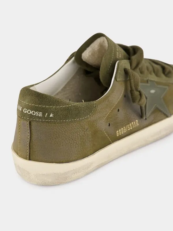 GOLDEN GOOSE Superstar Leather Sneakers With Suede Star - Green