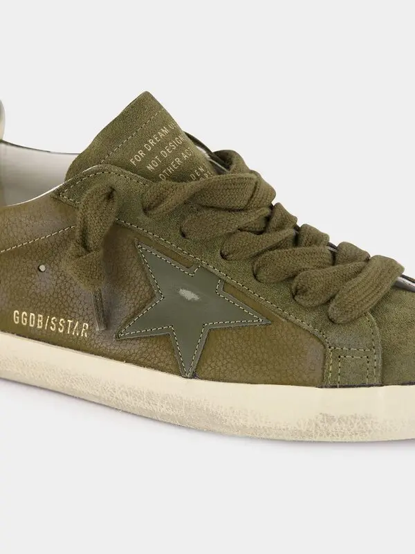 GOLDEN GOOSE Superstar Leather Sneakers With Suede Star - Green