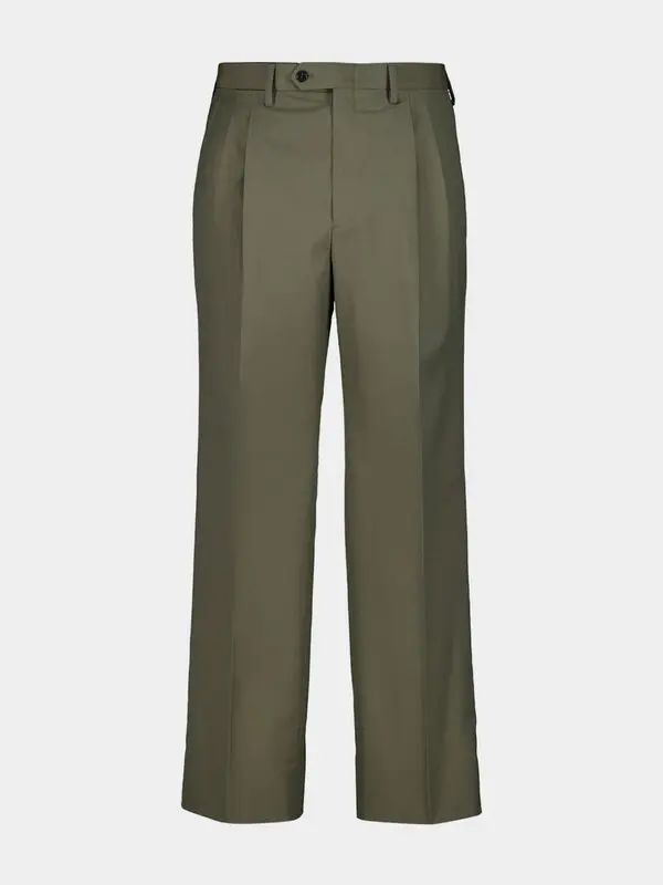 Prada Wide-leg Wool Trousers - Green