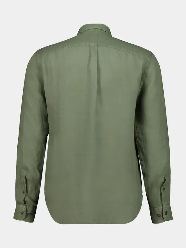 120% Lino Khaki Linen Regular-fit Shirt - Green