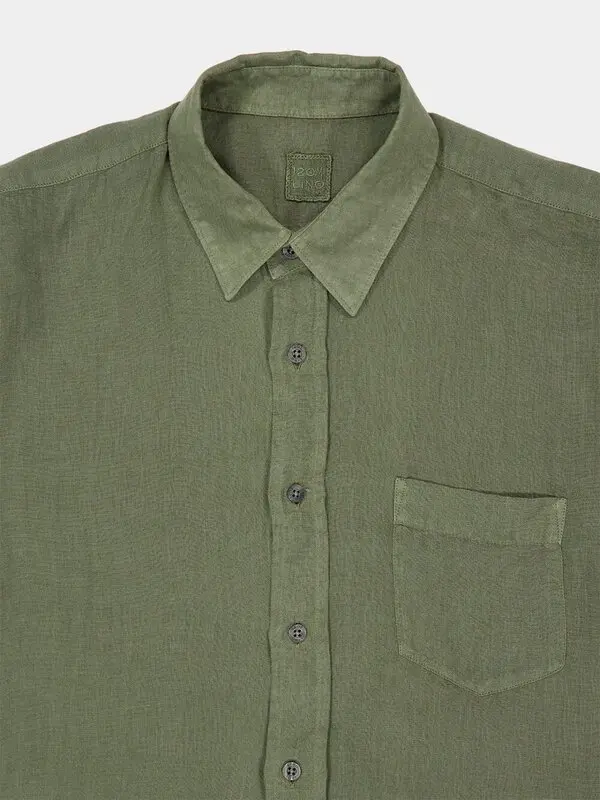 120% Lino Khaki Linen Regular-fit Shirt - Green