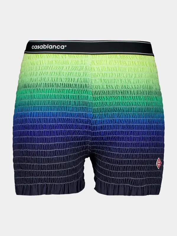 Casablanca Gradient Shirred Cotton Shorts - Green
